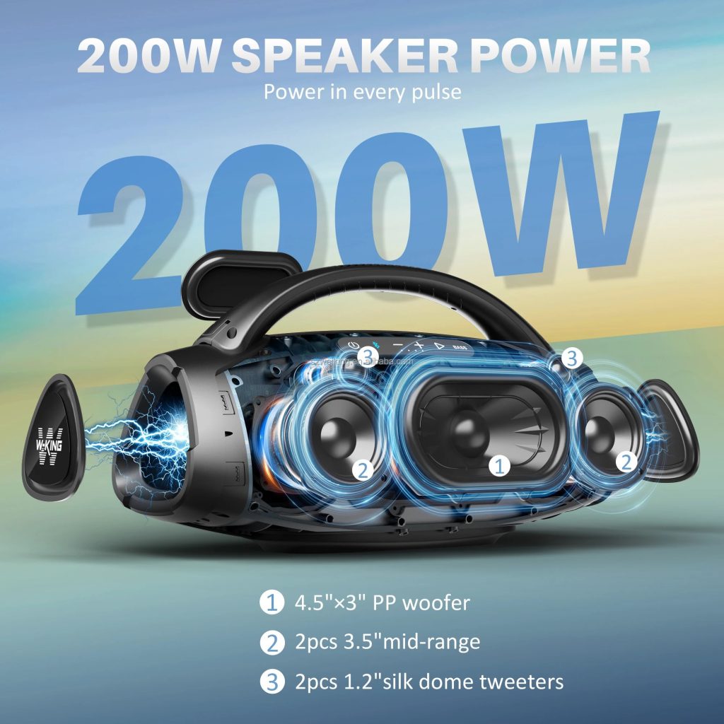 W-KING D20 | 200W Powerful Bass Waterproof Bluetooth Speaker ...